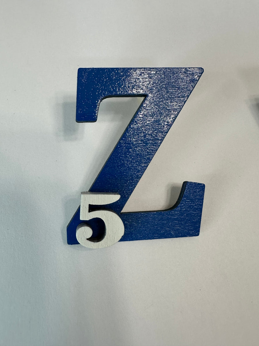 Zeta Line Number Pin – Custom Blue “Z” with White Number – JLJ ...